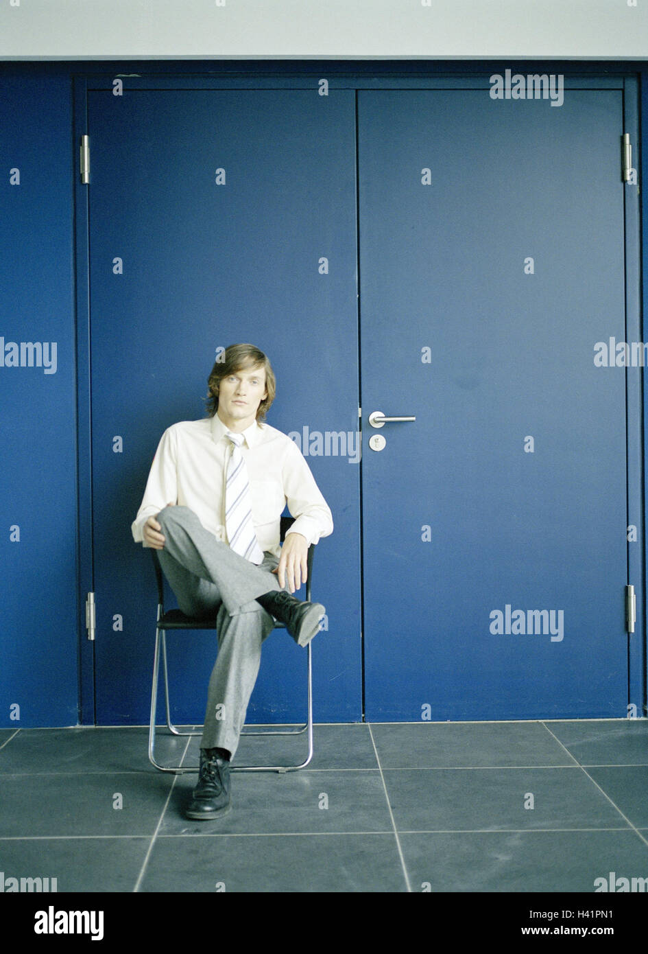 Office buildings, hall, door, chair, man, sit, wait, business, future ...