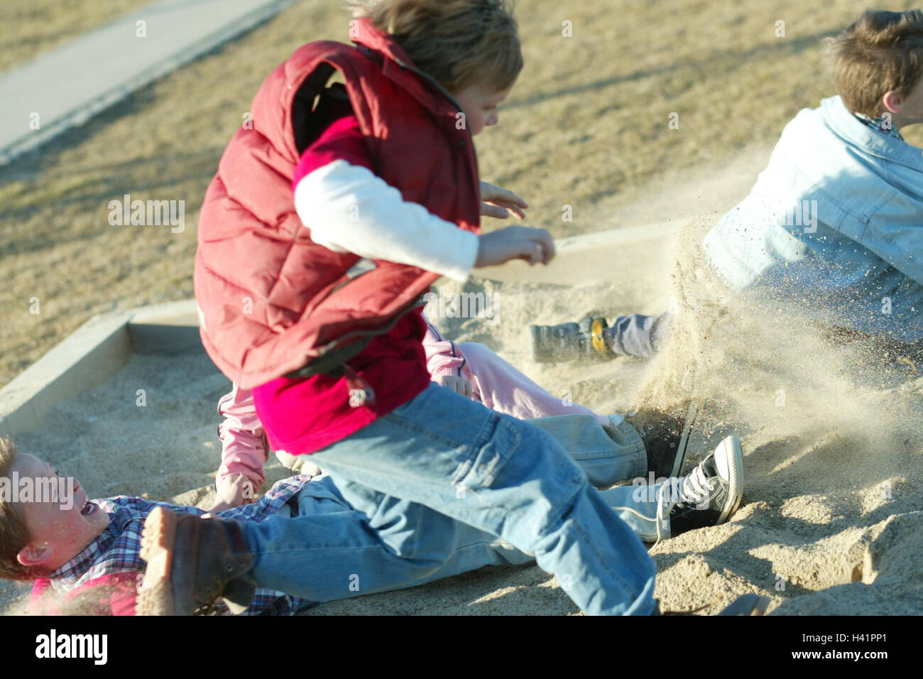 Playground, boy, sandbox, play, melted children's playground, children ...