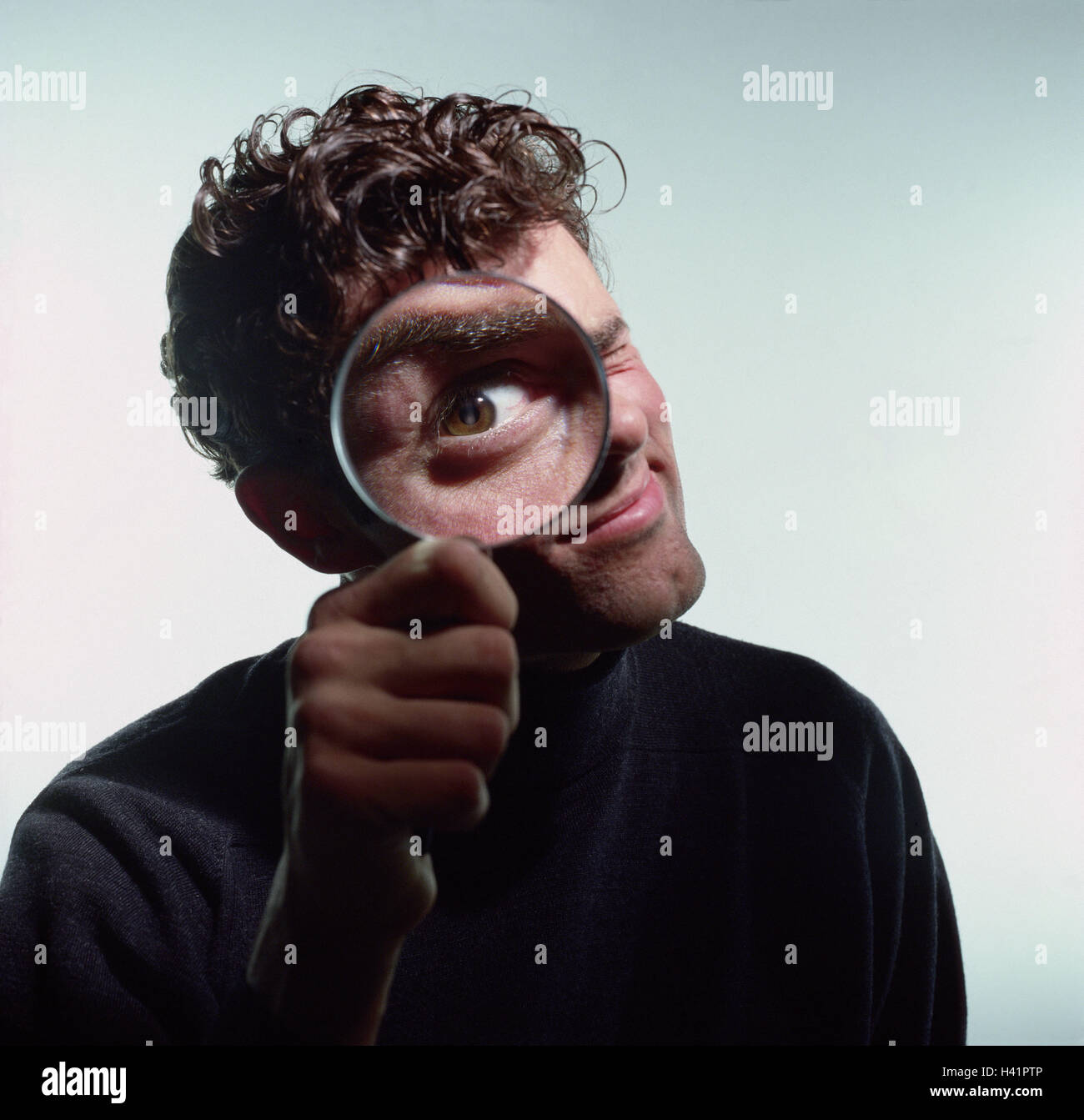 Man, loupe, eye, enlarge, portrait, 30-40 years, loupe, view, view ...