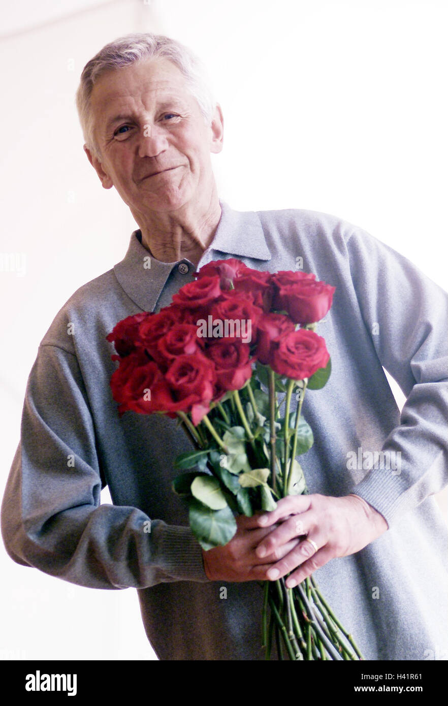 Boss, bunch of roses, half portrait, man, boss, old person, 55 - 65 ...