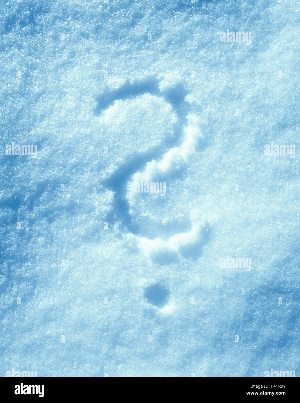Snow, question mark, Still life, conception, snow surface, figure ...