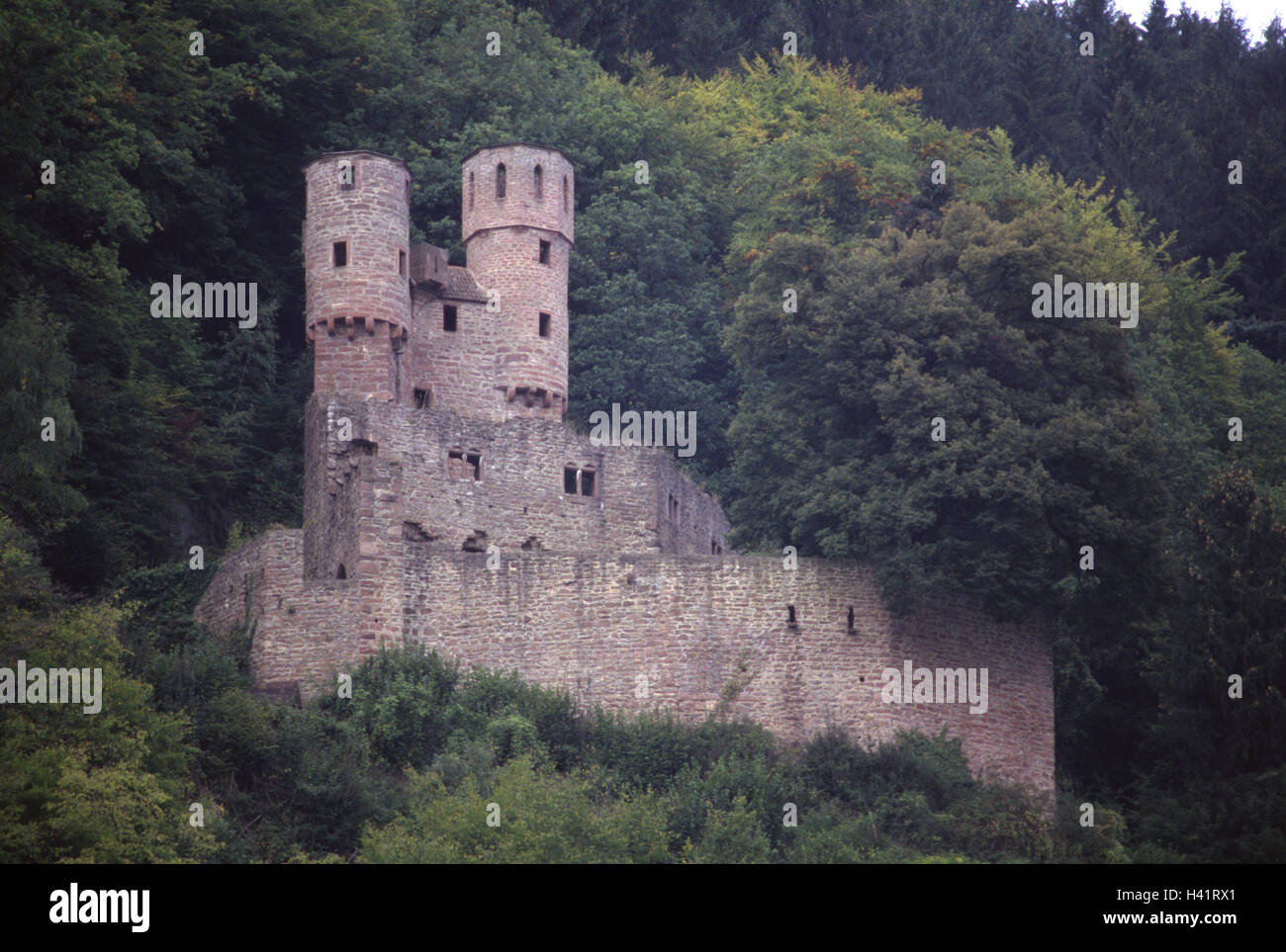 Germany, Hessen, Neckarsteinach, castle Schadeck, Europe, Central ...