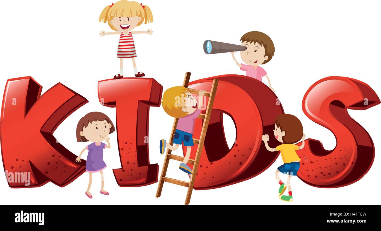 Font design for the word kids illustration Stock Vector Image & Art - Alamy