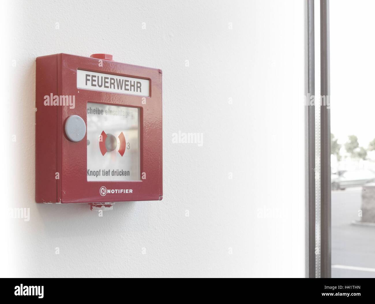 Wall, detail, fire alarm outside wall, fire brigade, security, fire ...