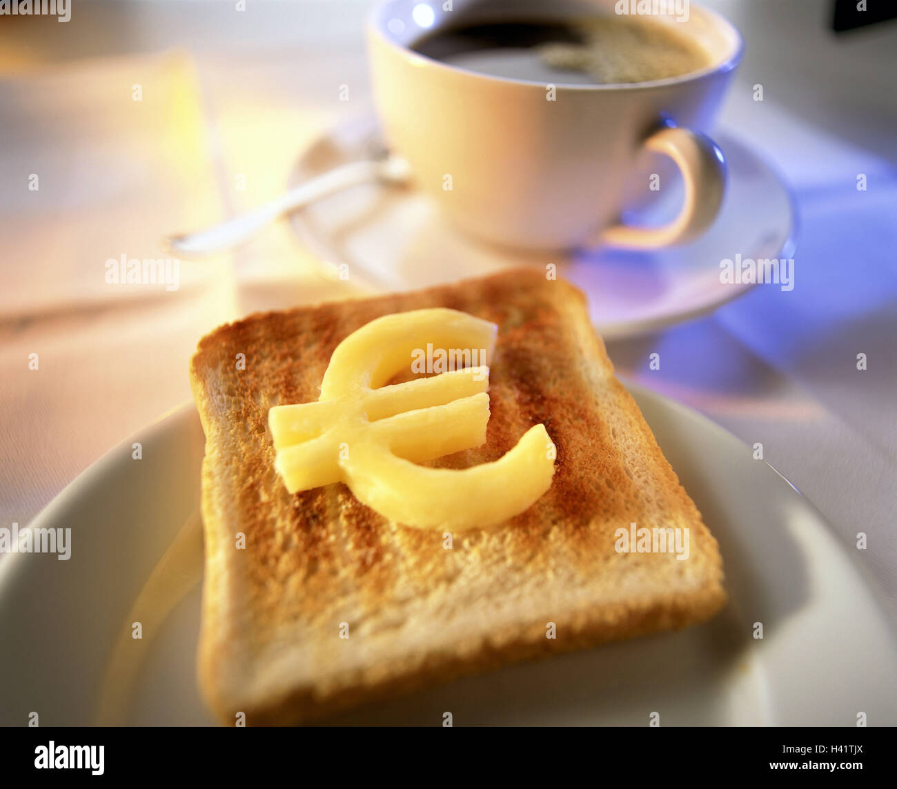 Breakfast table, detail, toast, toasted, butter-eurocharacters, coffee ...