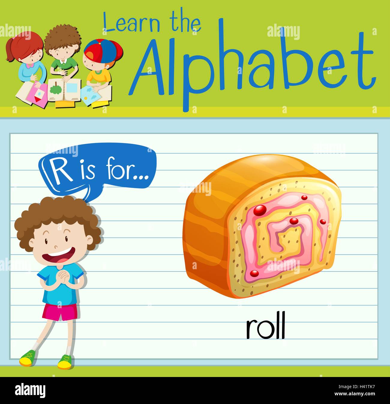 Flashcard letter R is for roll illustration Stock Vector Image & Art ...