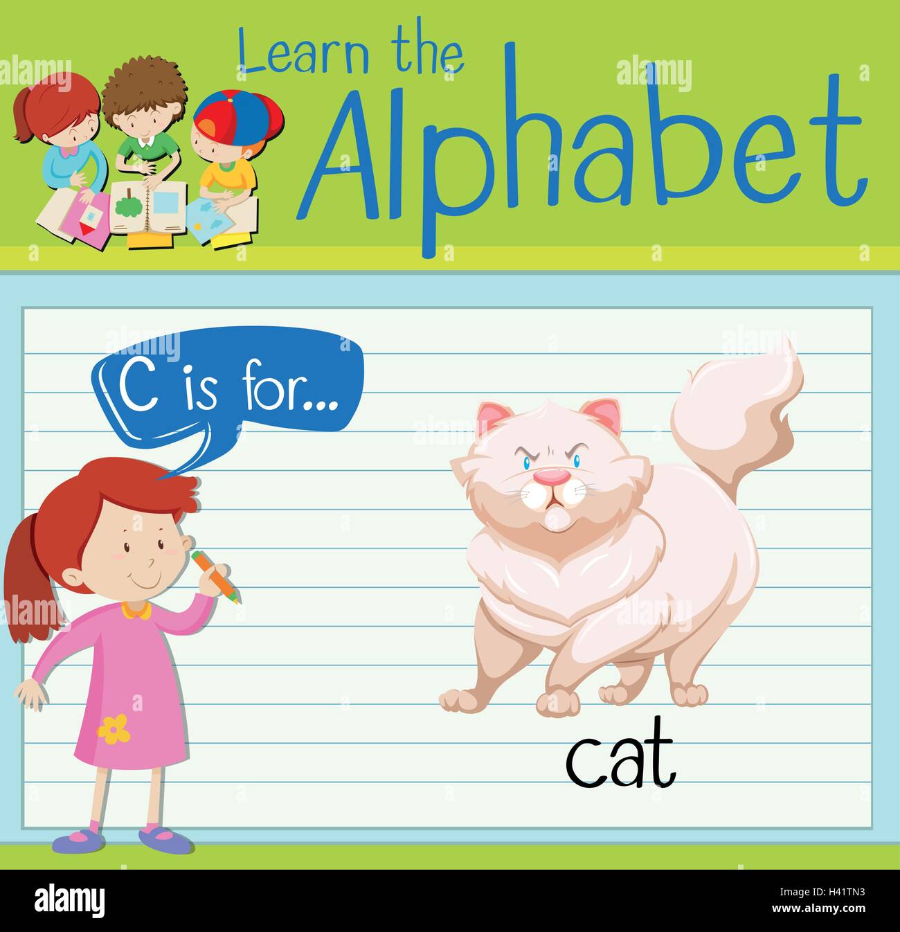 Flashcard letter C is for cat illustration Stock Vector Image & Art - Alamy