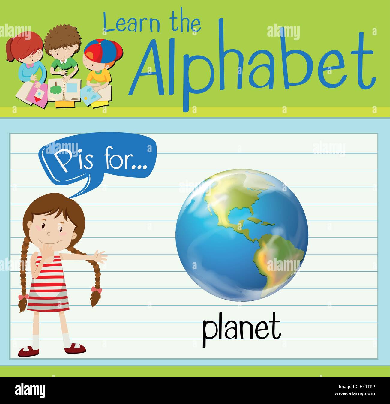 Flashcard letter P is for planet illustration Stock Vector Image & Art ...