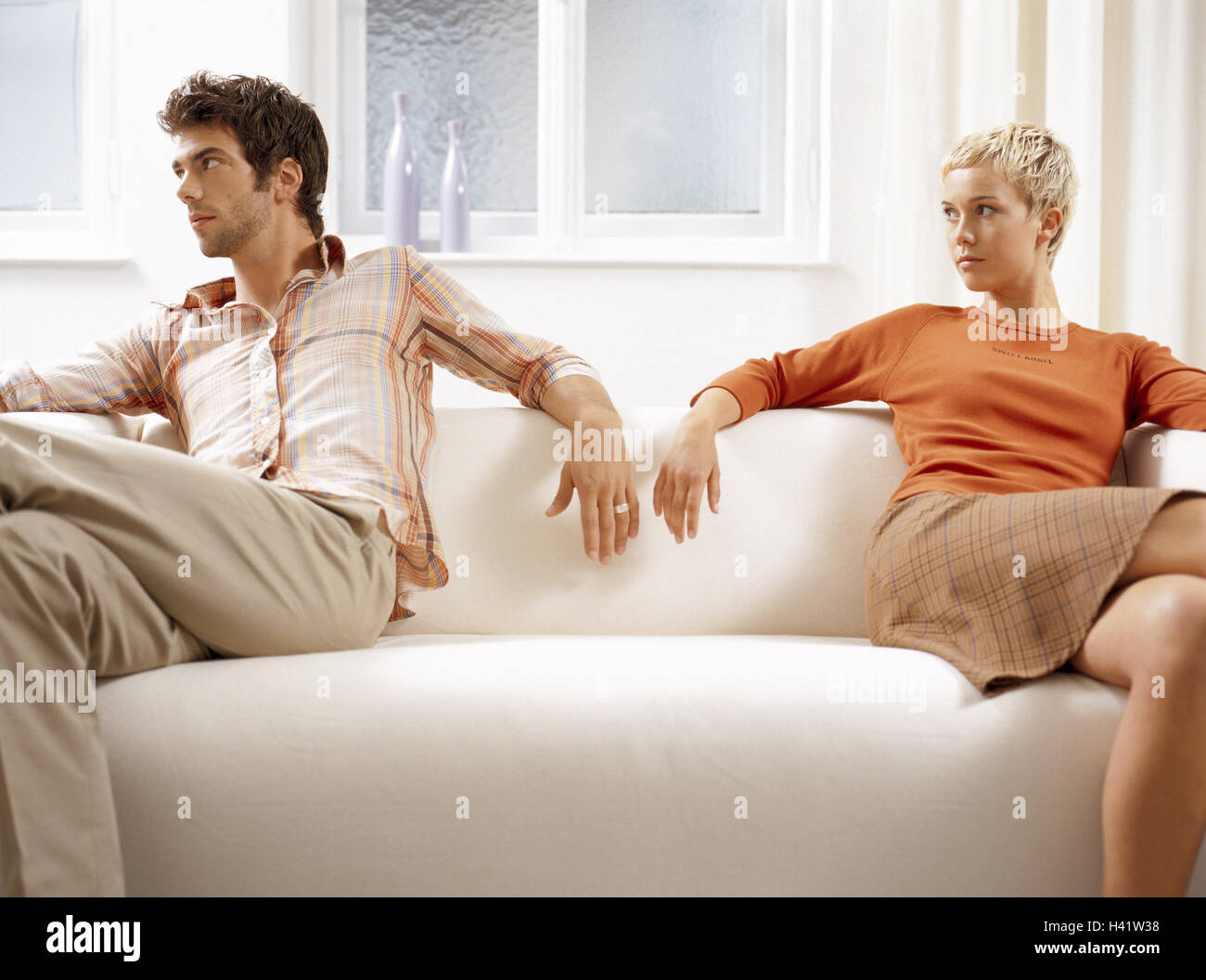 Sofa, couple, conflict, are quiet, turn away, Ti4, young, 20-30 years ...