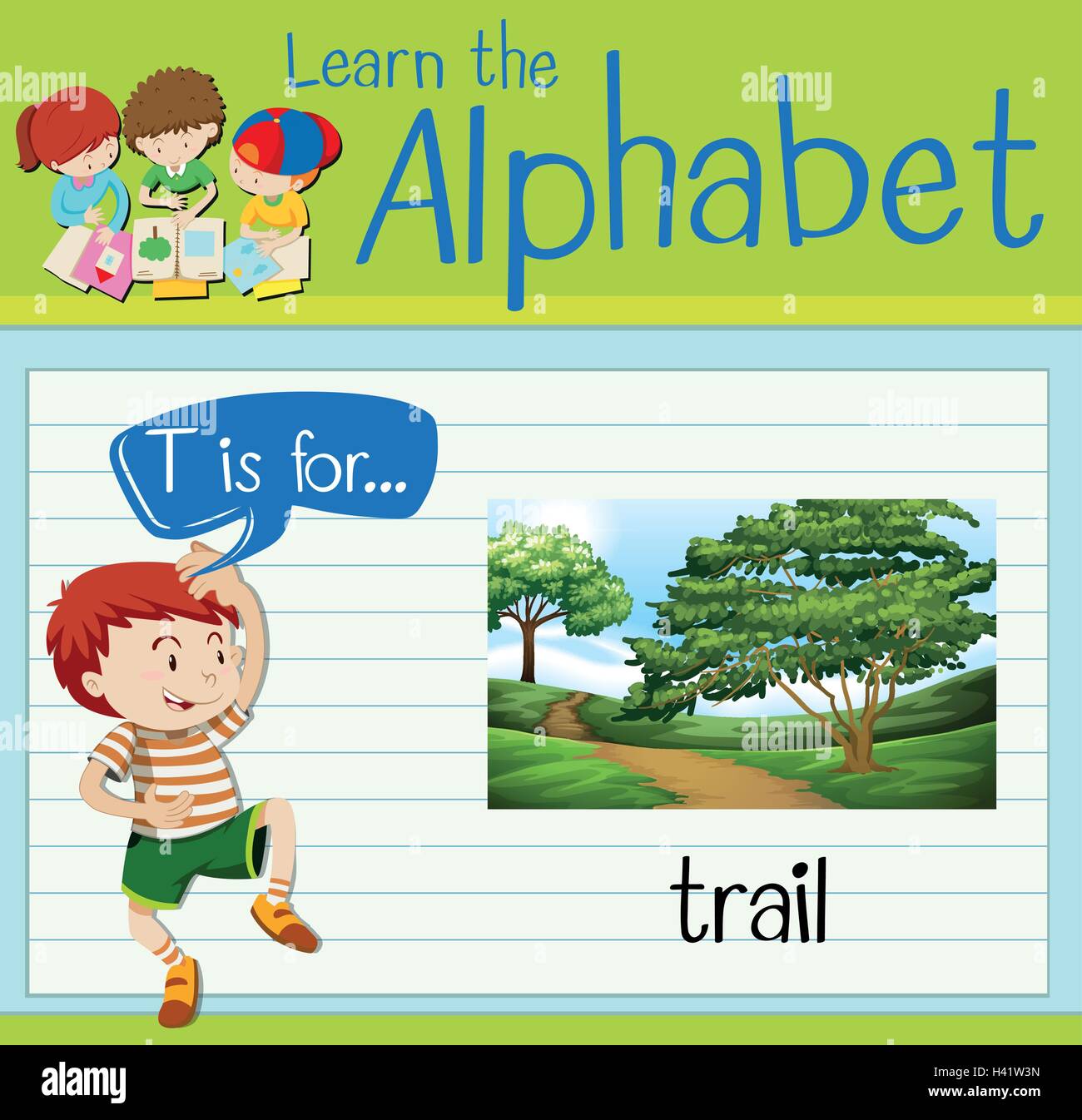 Flashcard letter T is for trail illustration Stock Vector Image & Art ...