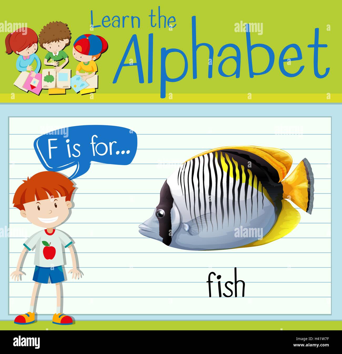 Flashcard letter F is for fish illustration Stock Vector Image & Art ...