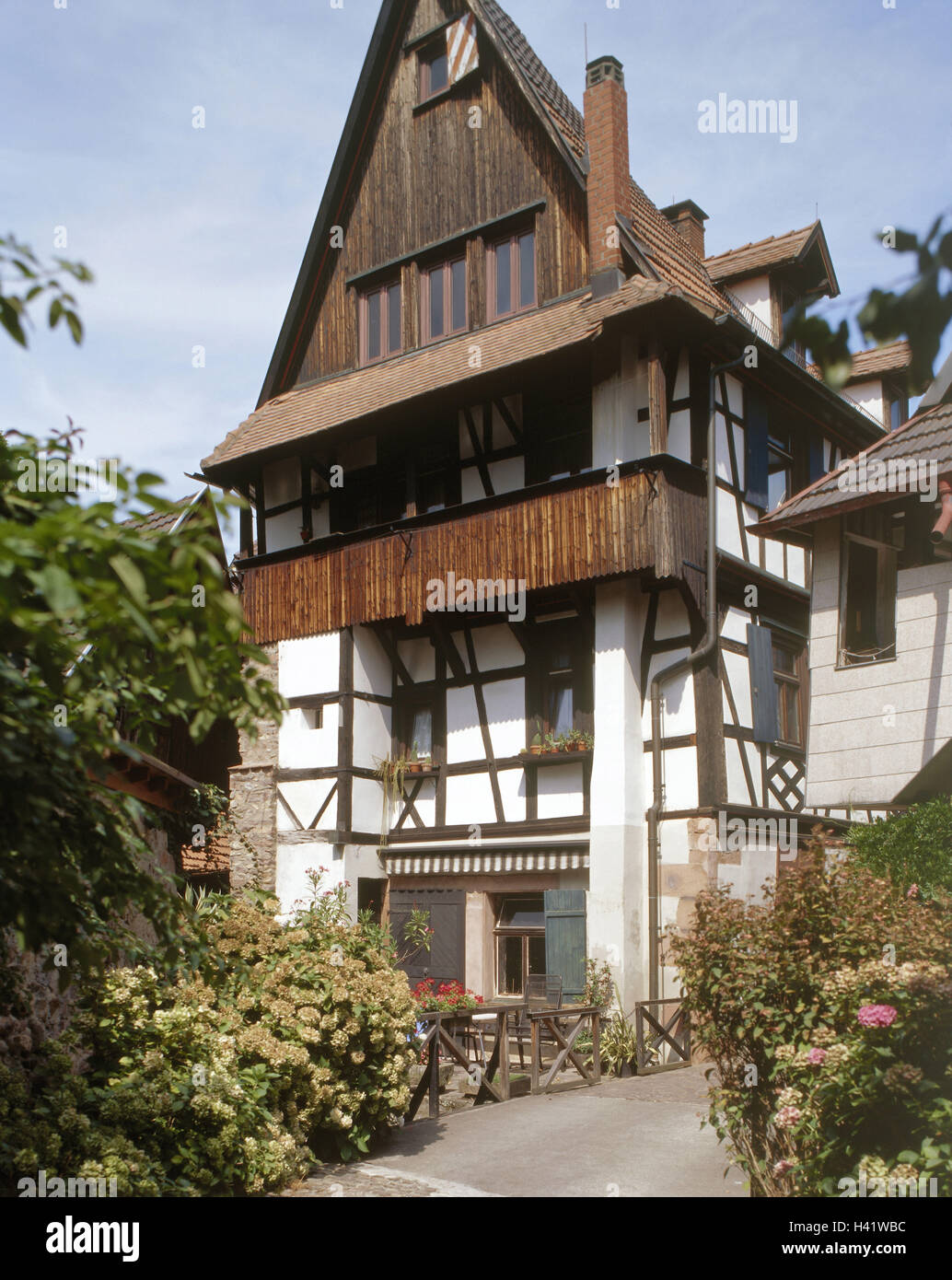 Germany, Black Forest, Oberkirch, half-timbered house, garden, Europe ...