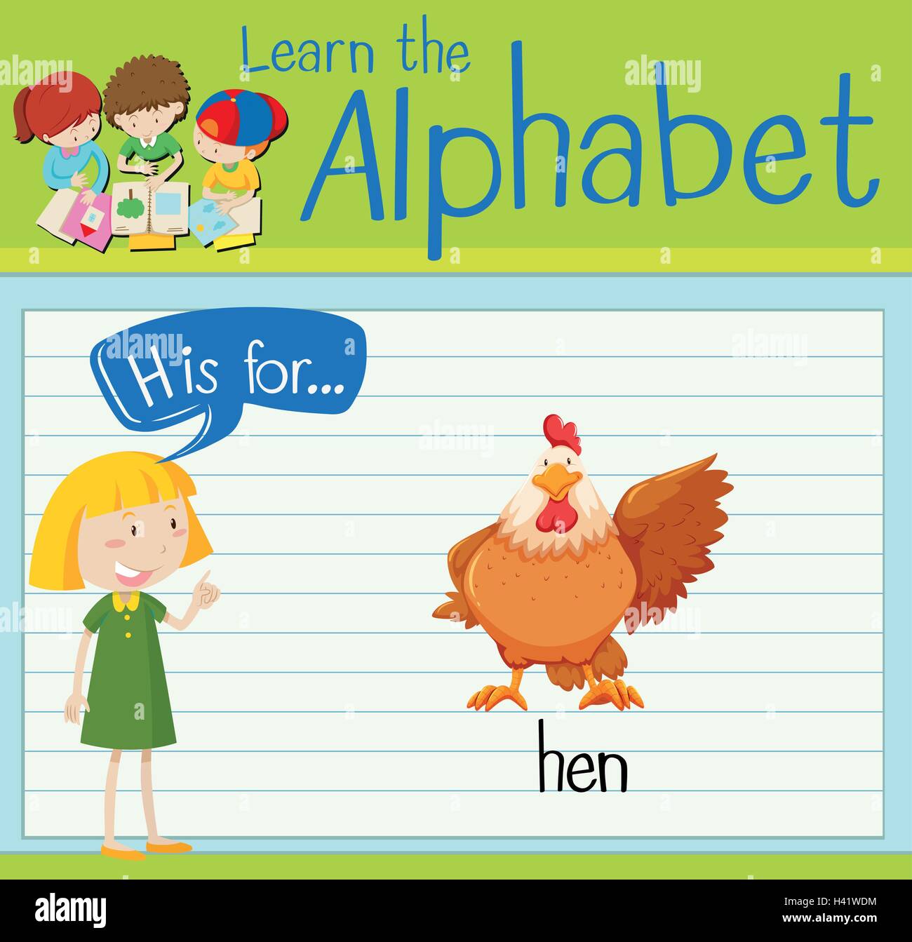 Flashcard letter H is for hen illustration Stock Vector Image & Art - Alamy