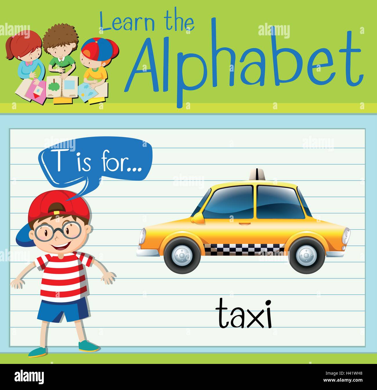 Flashcard letter T is for taxi illustration Stock Vector Image & Art ...
