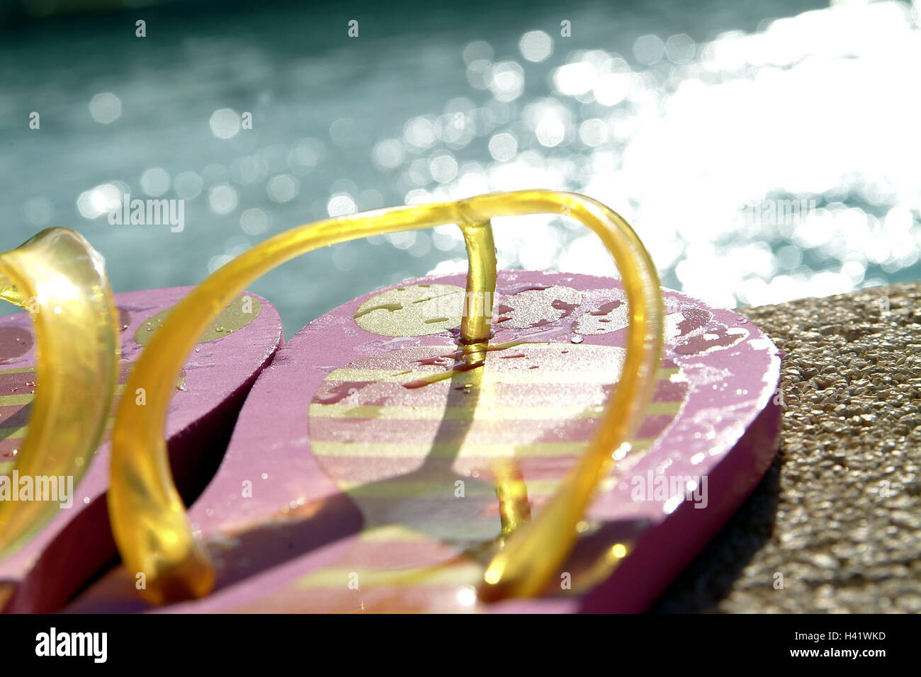 Sandals flip flops shoes poolside hi-res stock photography and images ...