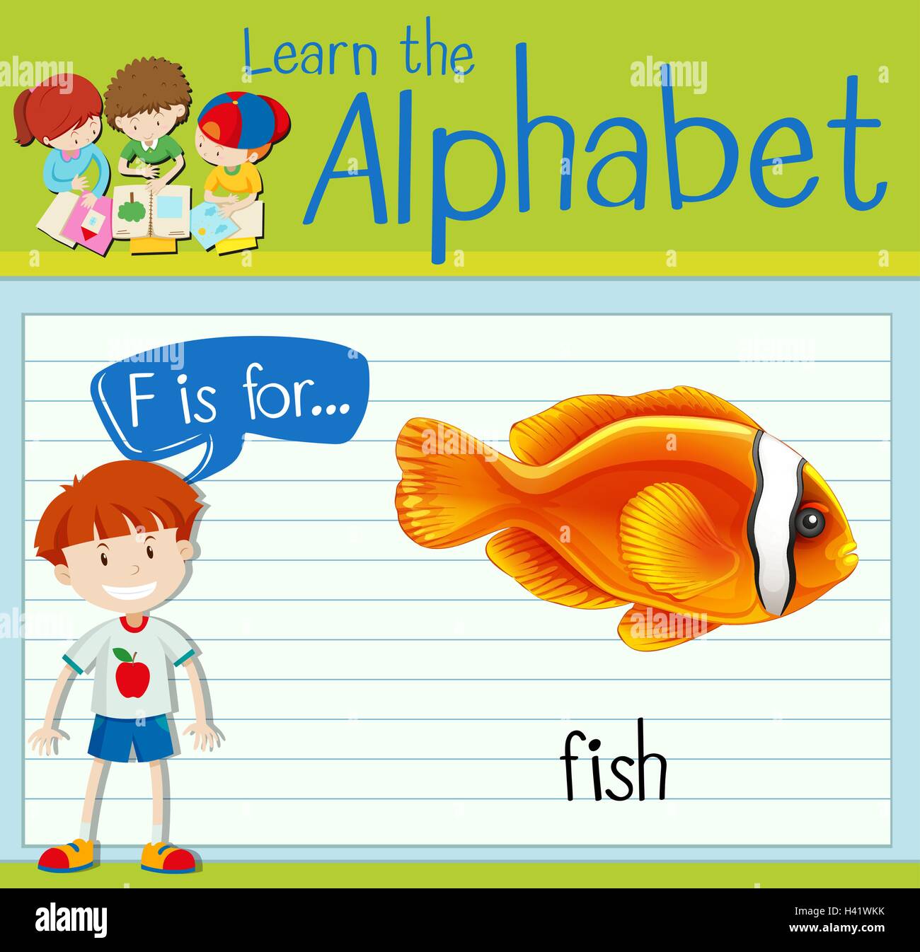 Flashcard letter F is for fish illustration Stock Vector Image & Art ...