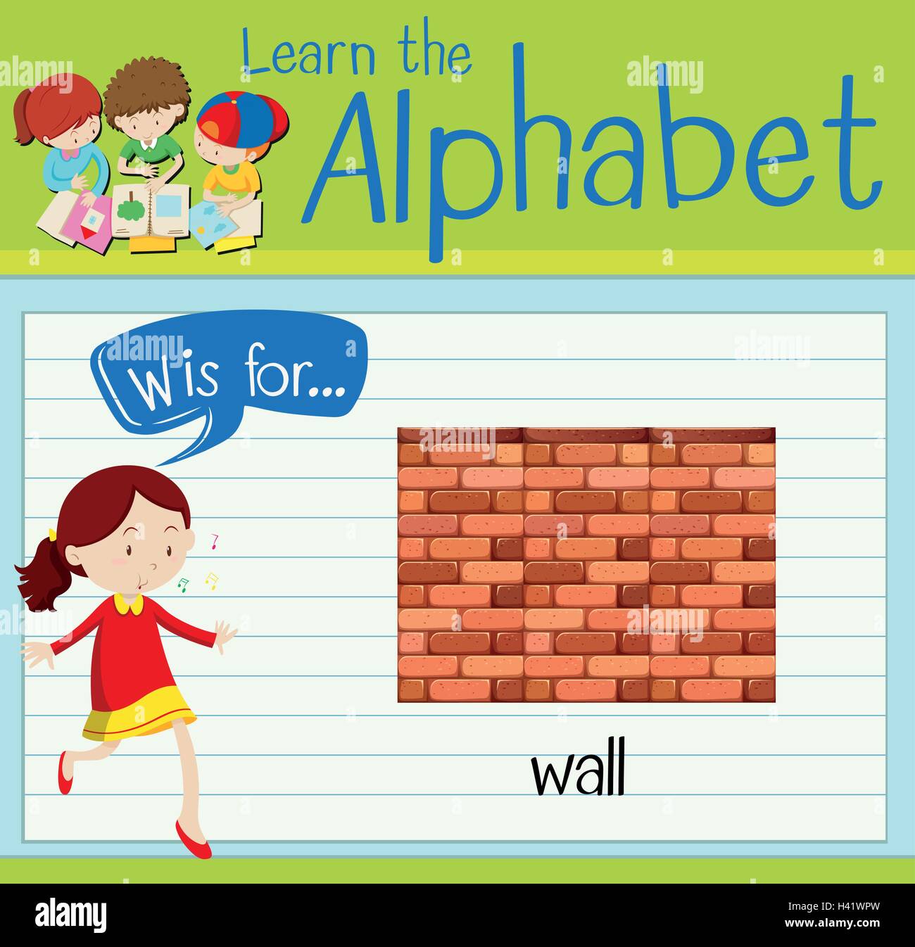 Flashcard letter W is for wall illustration Stock Vector Image & Art ...
