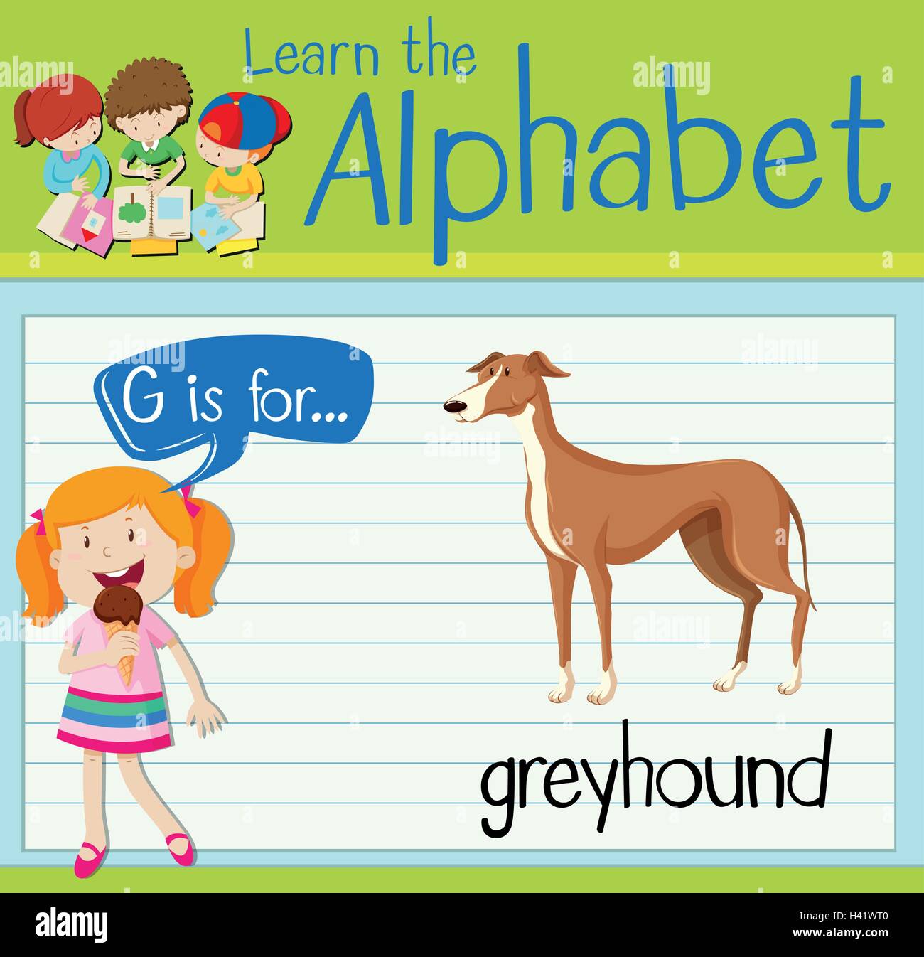 Flashcard letter G is for greyhound illustration Stock Vector Image ...