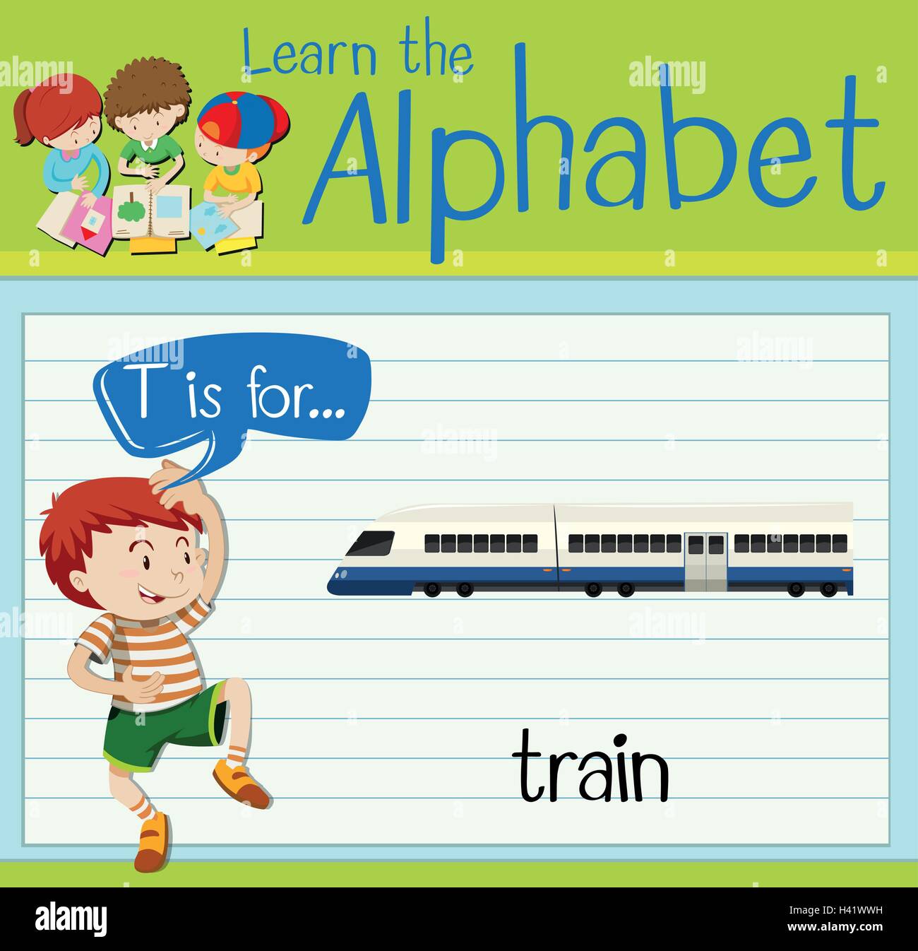 Flashcard letter T is for train illustration Stock Vector Image & Art ...