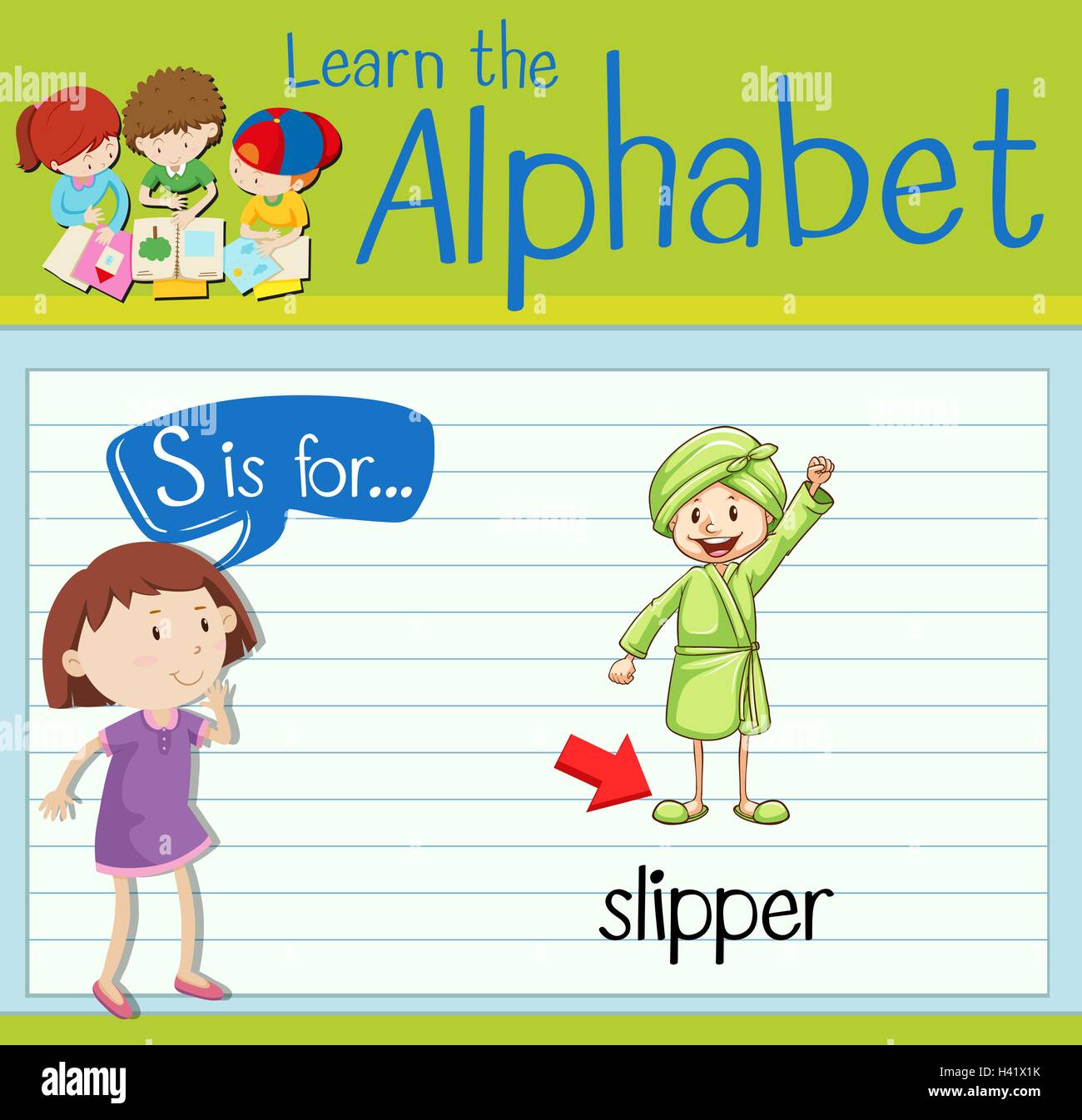 Flashcard letter S is for slipper illustration Stock Vector Image & Art ...
