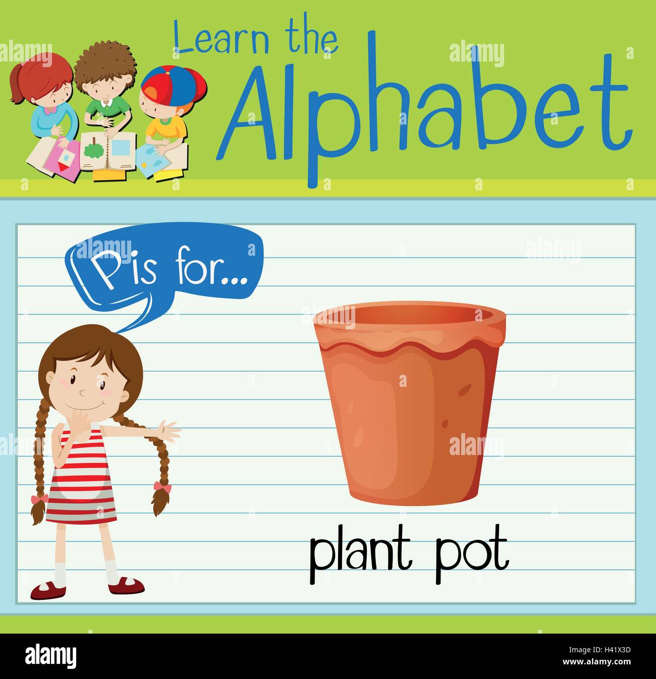 Flashcard letter P is for plant pot illustration Stock Vector Image ...