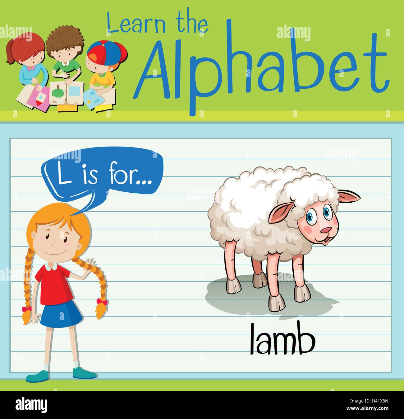 Flashcard letter L is for lamb illustration Stock Vector Image & Art ...