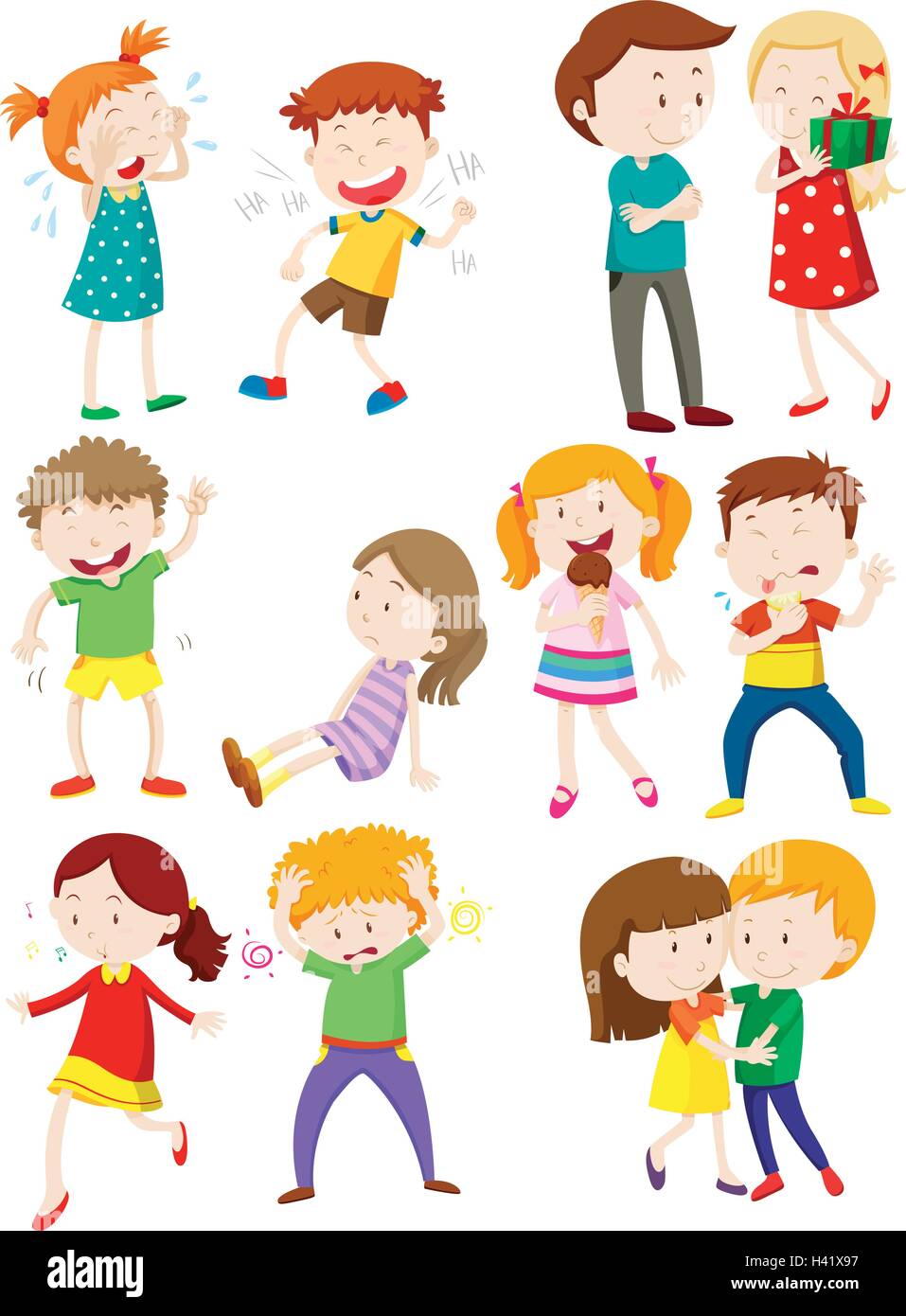 Kids with different emotions illustration Stock Vector Image & Art - Alamy