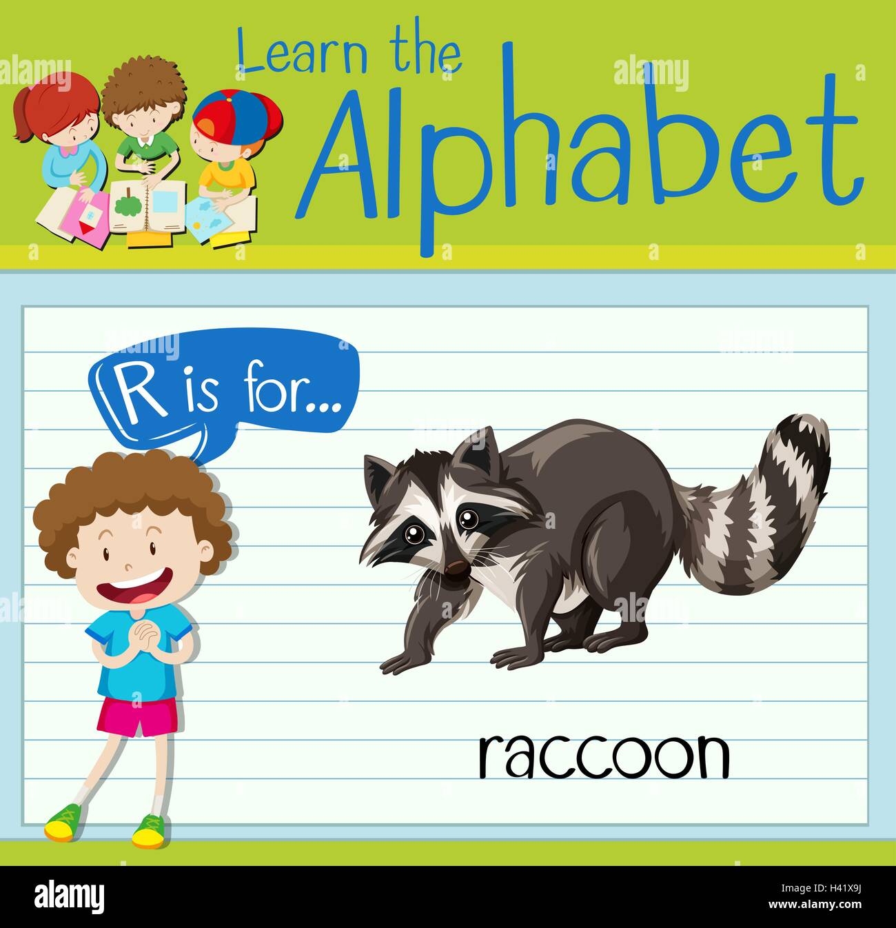 Flashcard letter R is for raccoon illustration Stock Vector Image & Art ...