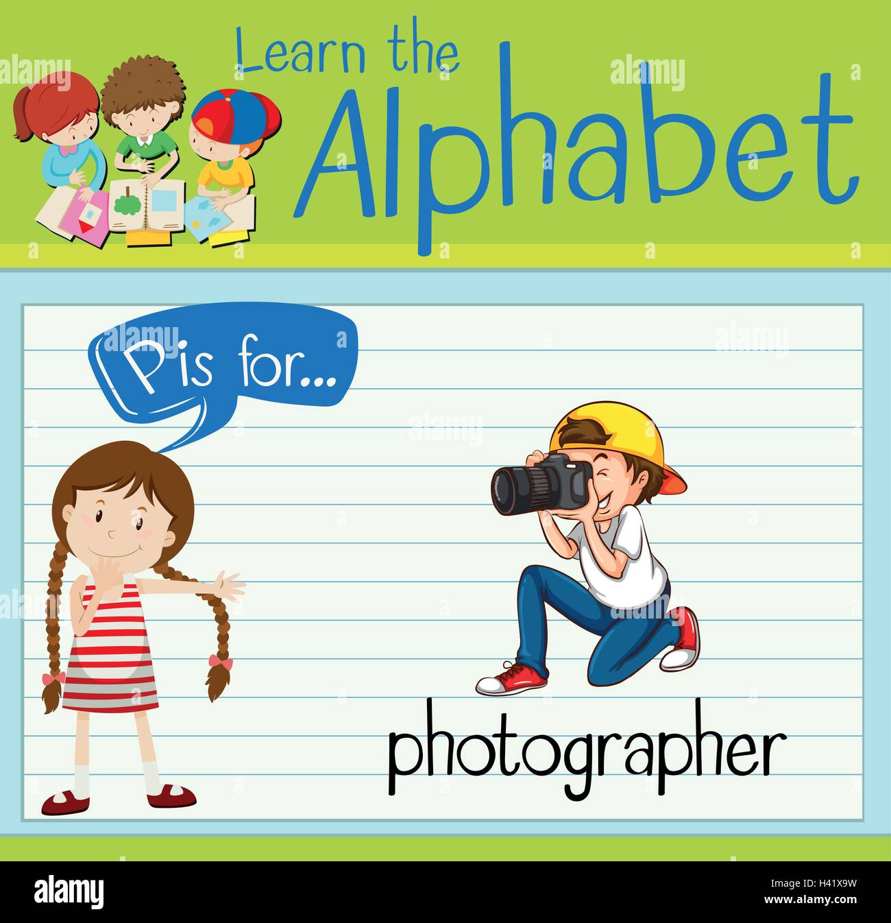 Flashcard letter P is for photographer illustration Stock Vector Image ...