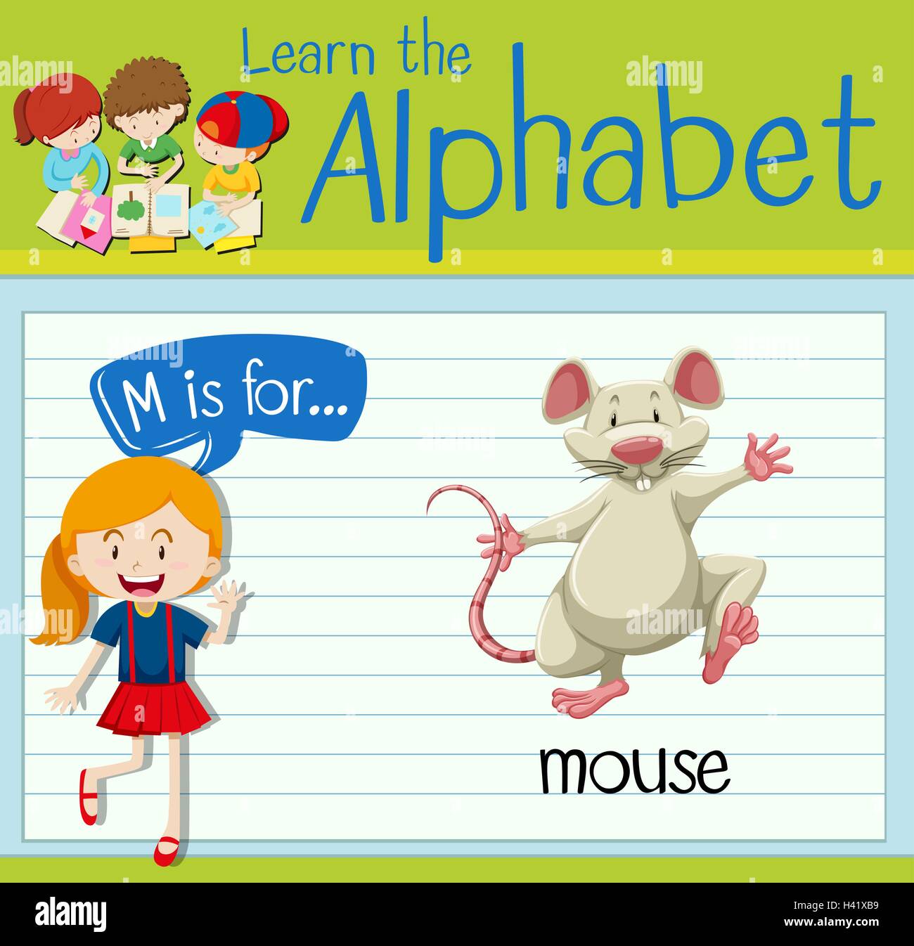 Flashcard letter M is for mouse illustration Stock Vector Image & Art ...