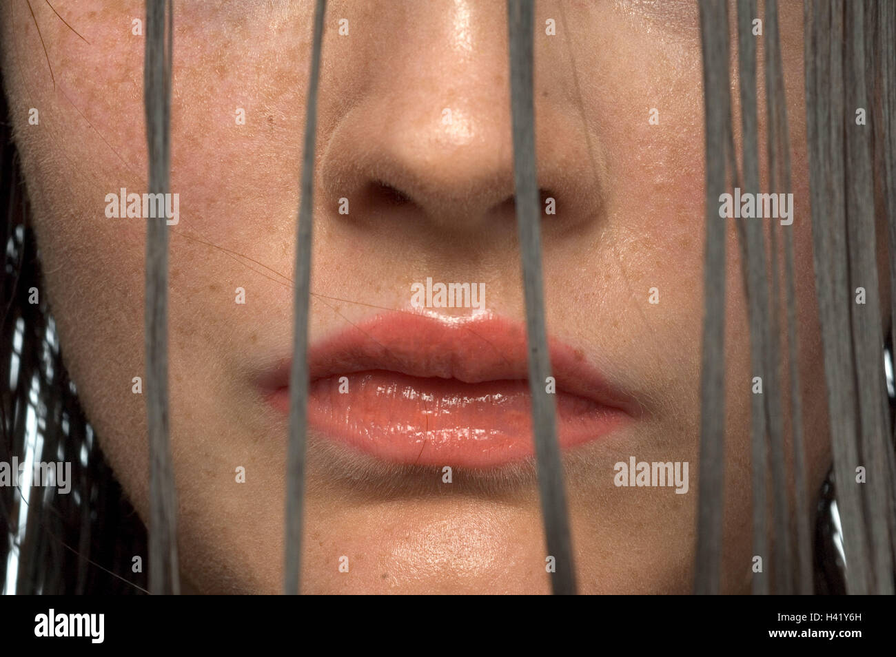 Woman, face, close-up, nose, mouth, Hair strands Personality, styling ...
