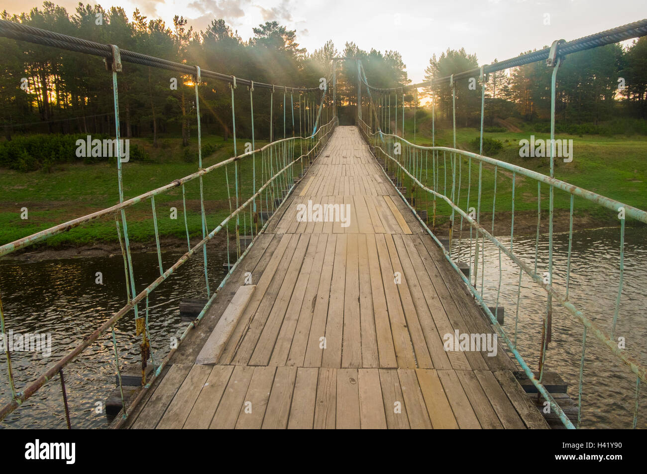 Crossing river over wooden road hi-res stock photography and images - Alamy