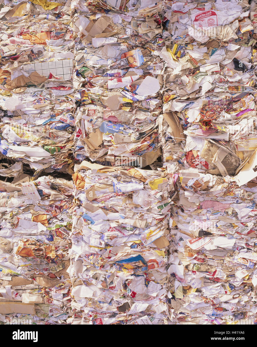 Valuable material, recycling, waste paper, bundled up, detail, paper ...