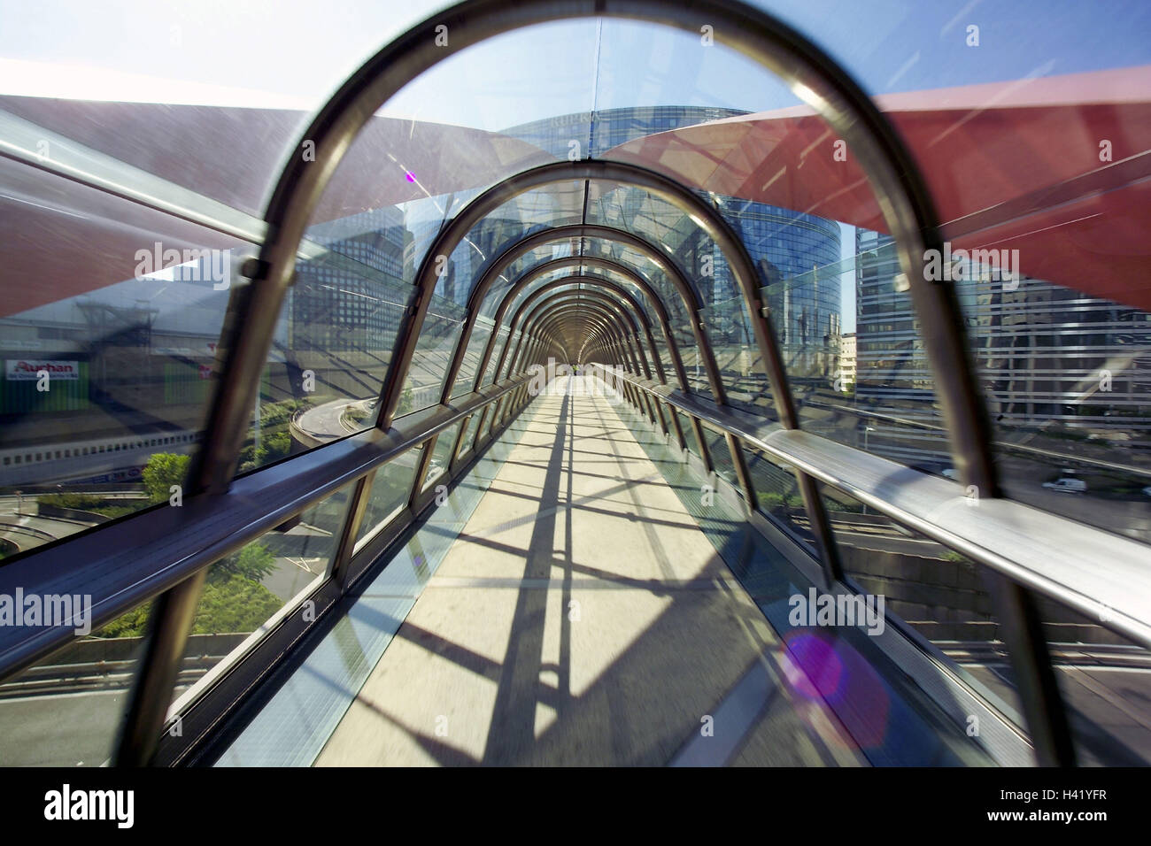 France, Paris, part town La Defense, footbridge, roofs, detail, Europe ...