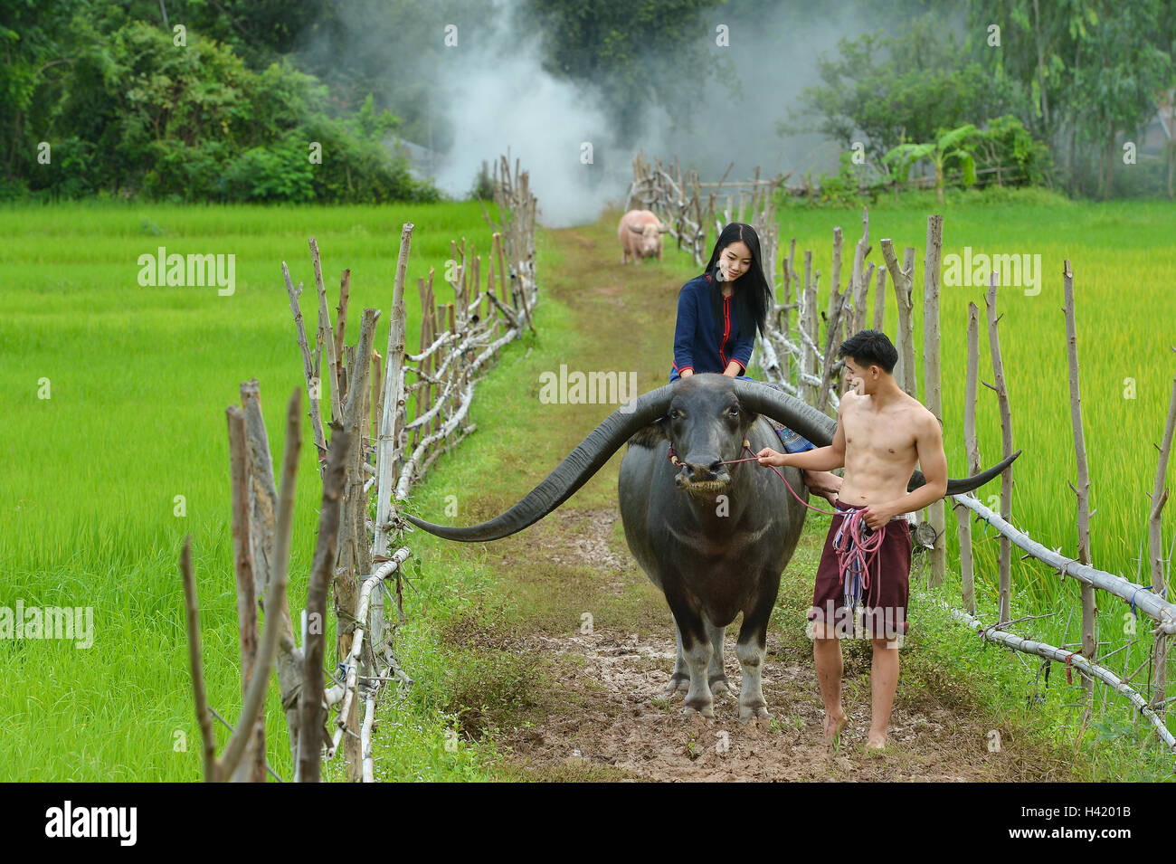 Riding on buffalo hi-res stock photography and images - Alamy