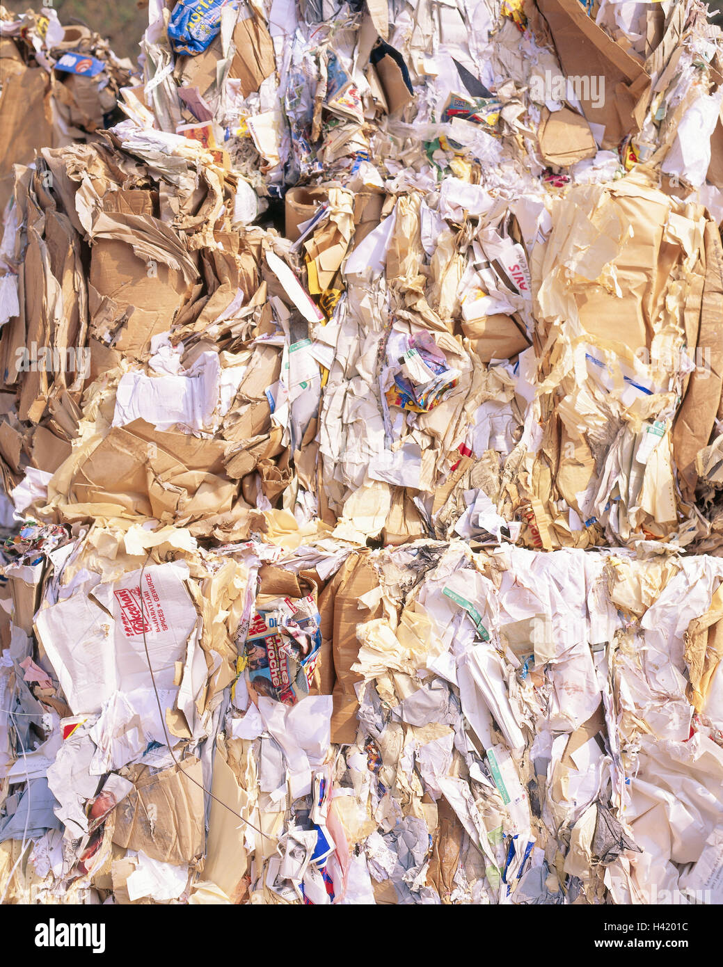 Valuable material, recycling, waste paper, bundled up, detail, paper ...