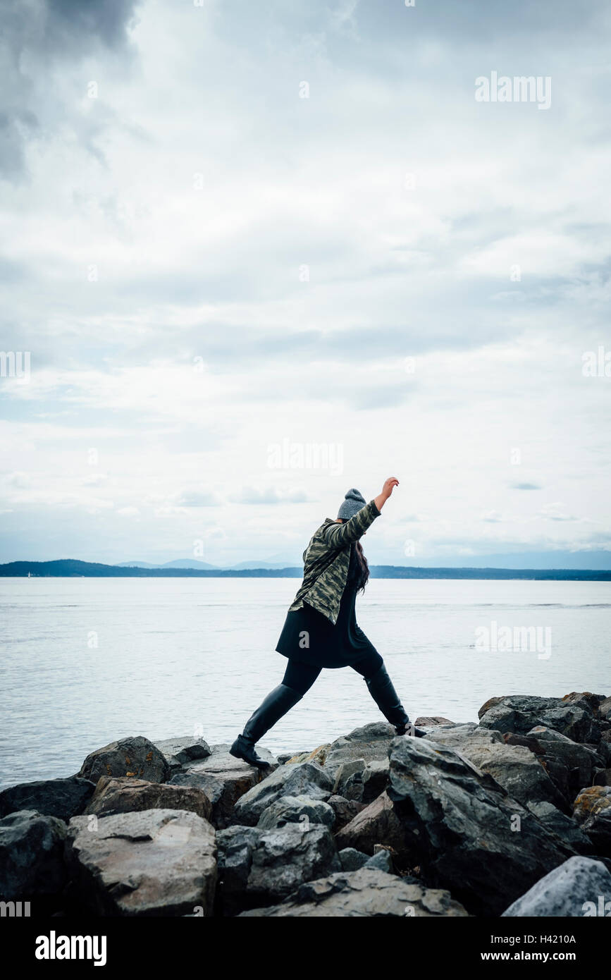 Adult walking down rocks hi-res stock photography and images - Alamy