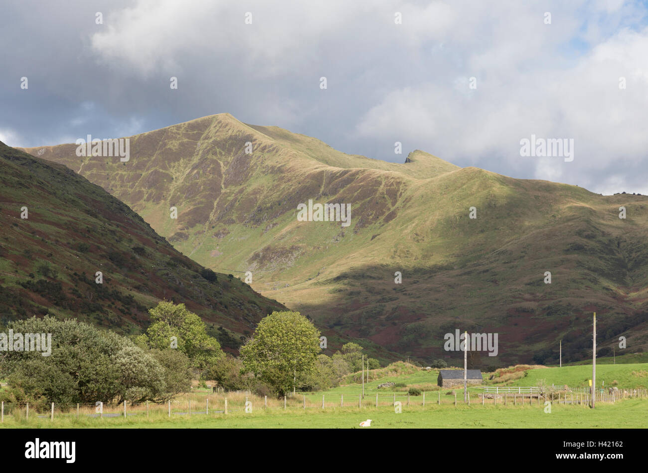 The head of Cwm Pennant valley and in the distance the Nantlle Ridge ...