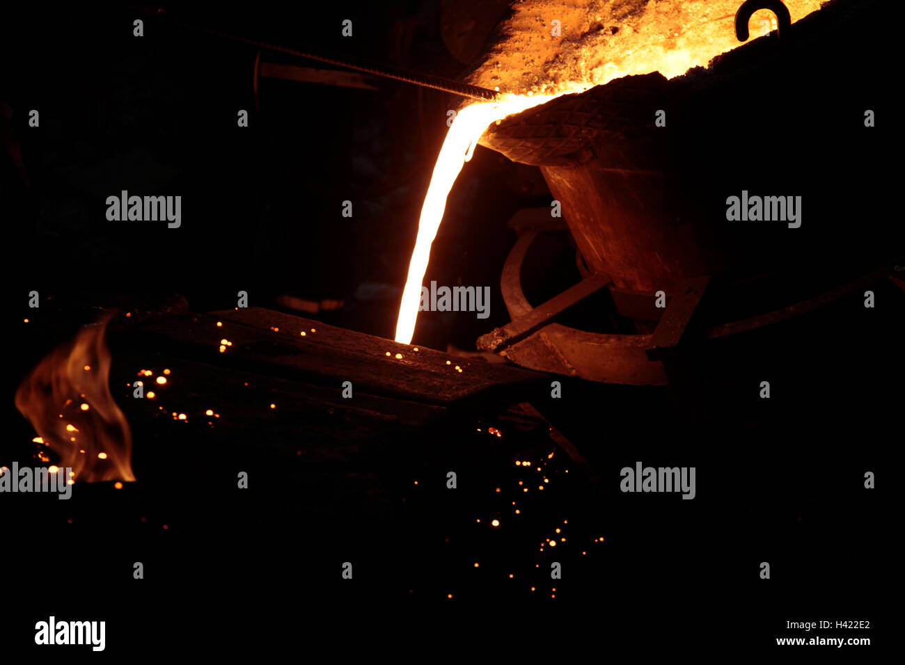 Molten Metal Poured at Foundry Stock Photo - Alamy