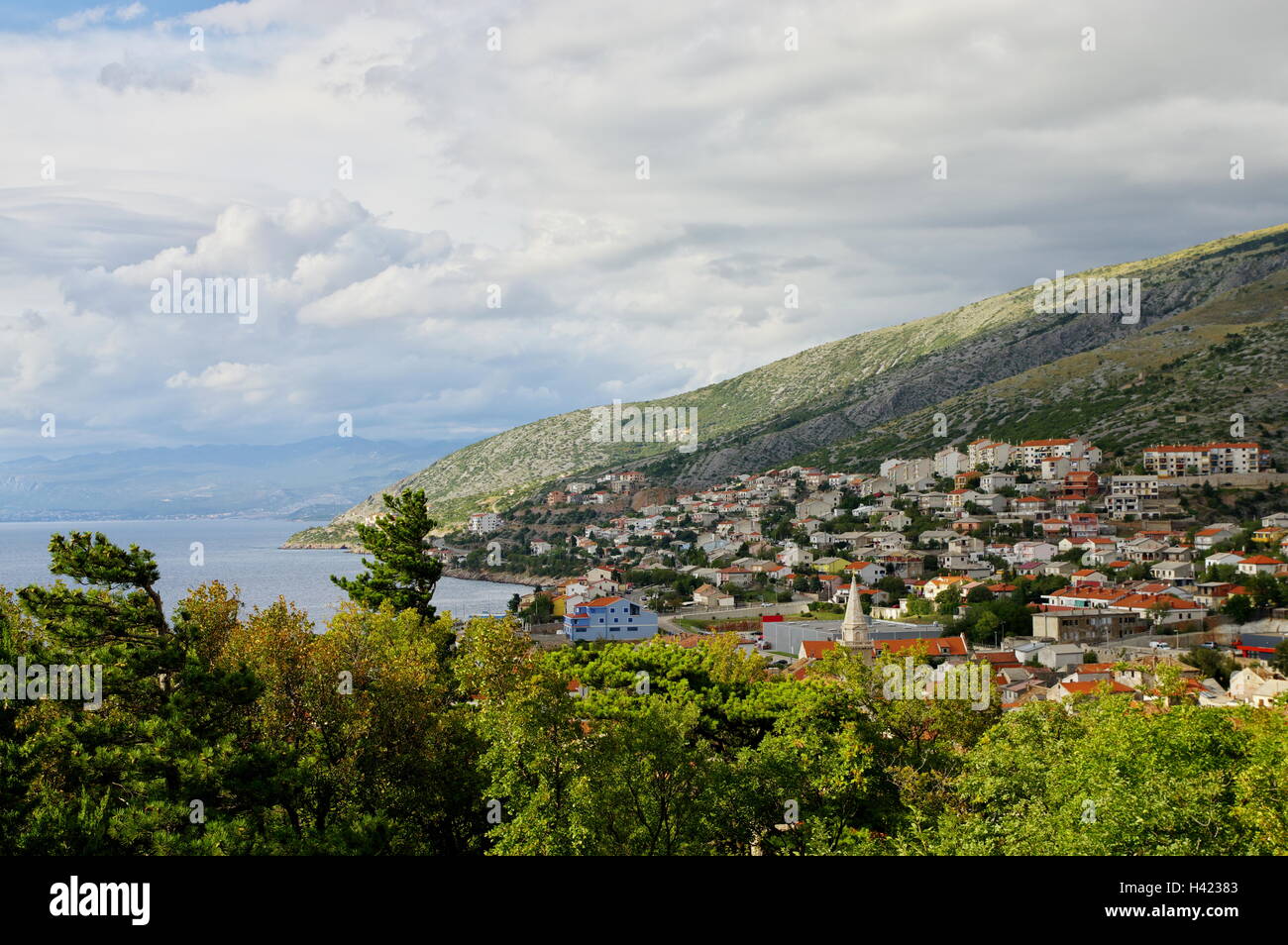 Senj, Croatia, The view of the city and harbor from the hill on which ...