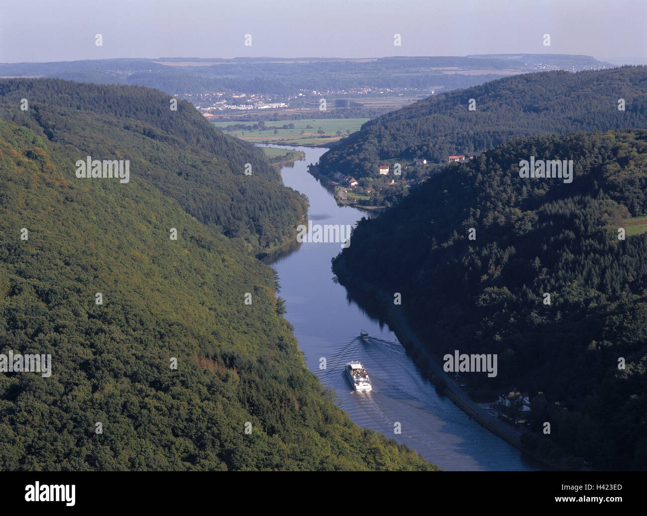 Germany, Saarland, 3 brook, the Saar, overview, Europe, hill scenery ...