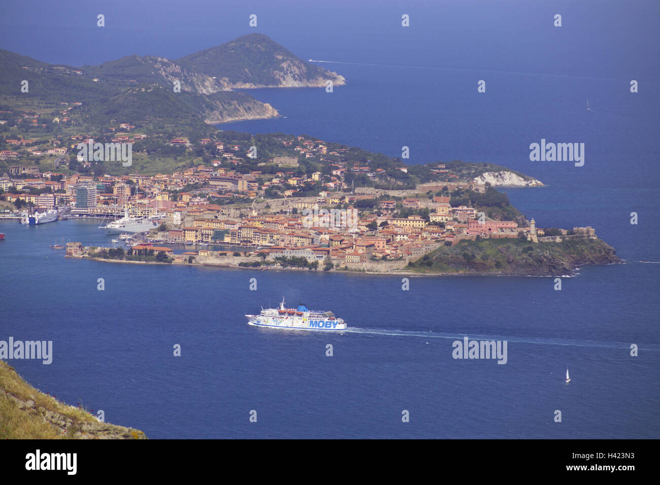 Italy, island Elba, Portoferraio, town overview, harbour, Europe, the ...