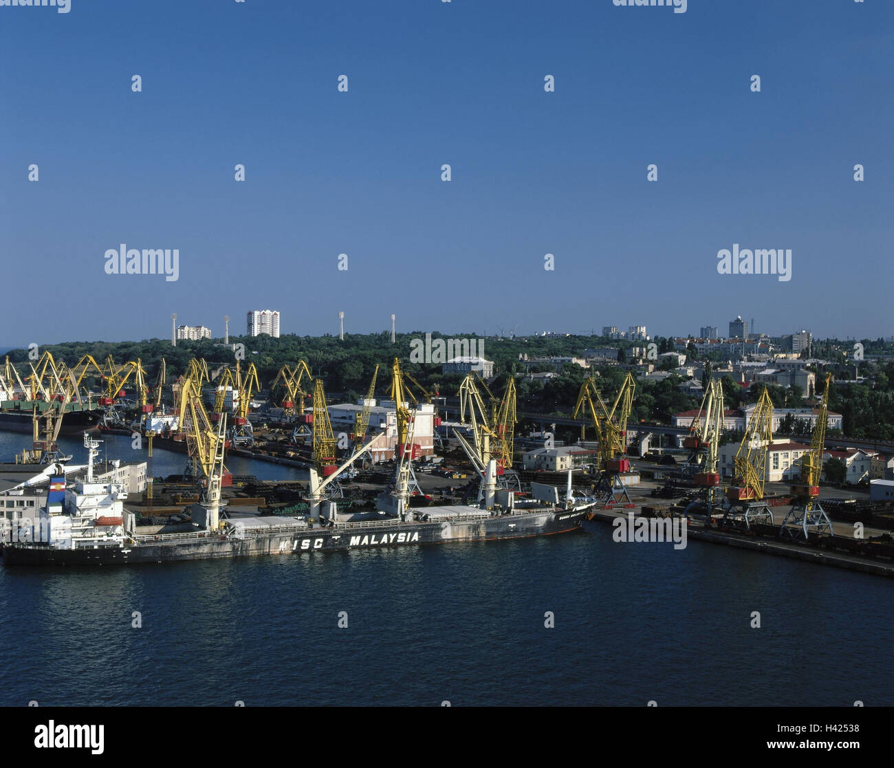 The Ukraine, the Black Sea, Odessa, container port, loading engines ...