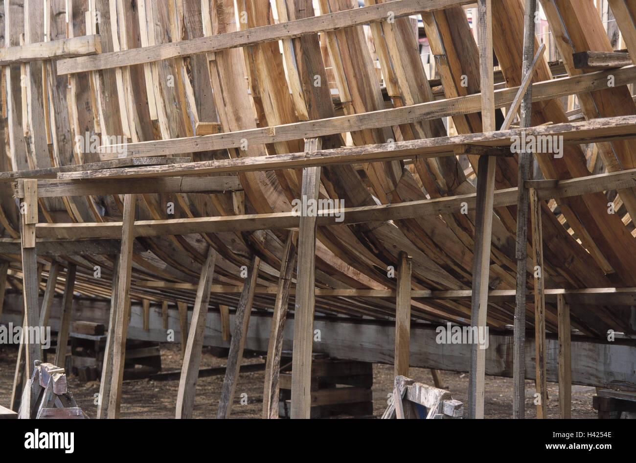 Portugal, island Madeira, Canical, boatbuilding, ship skeleton, detail ...