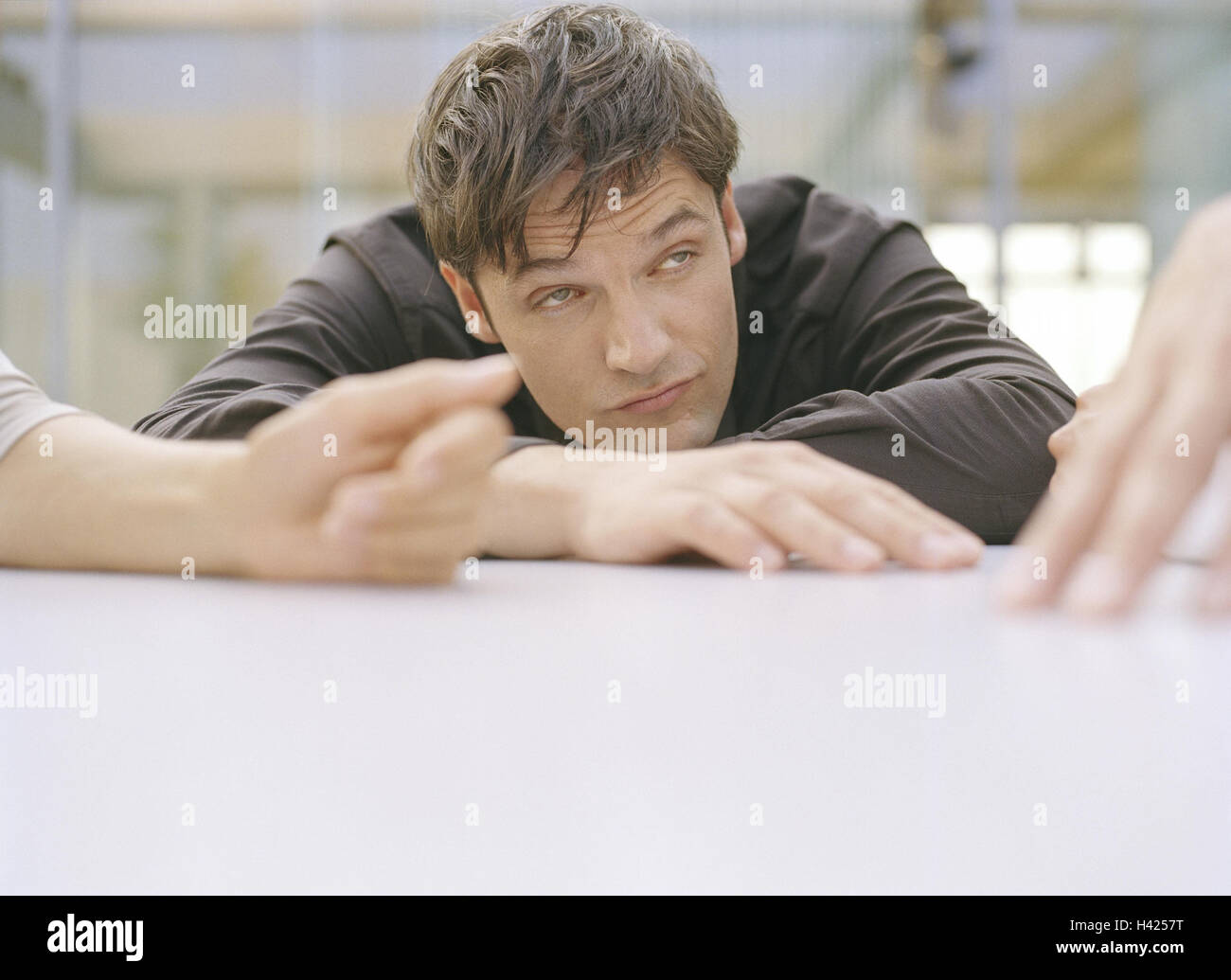 Discussion, man, fatigue, disinterest, detail, business, meeting ...