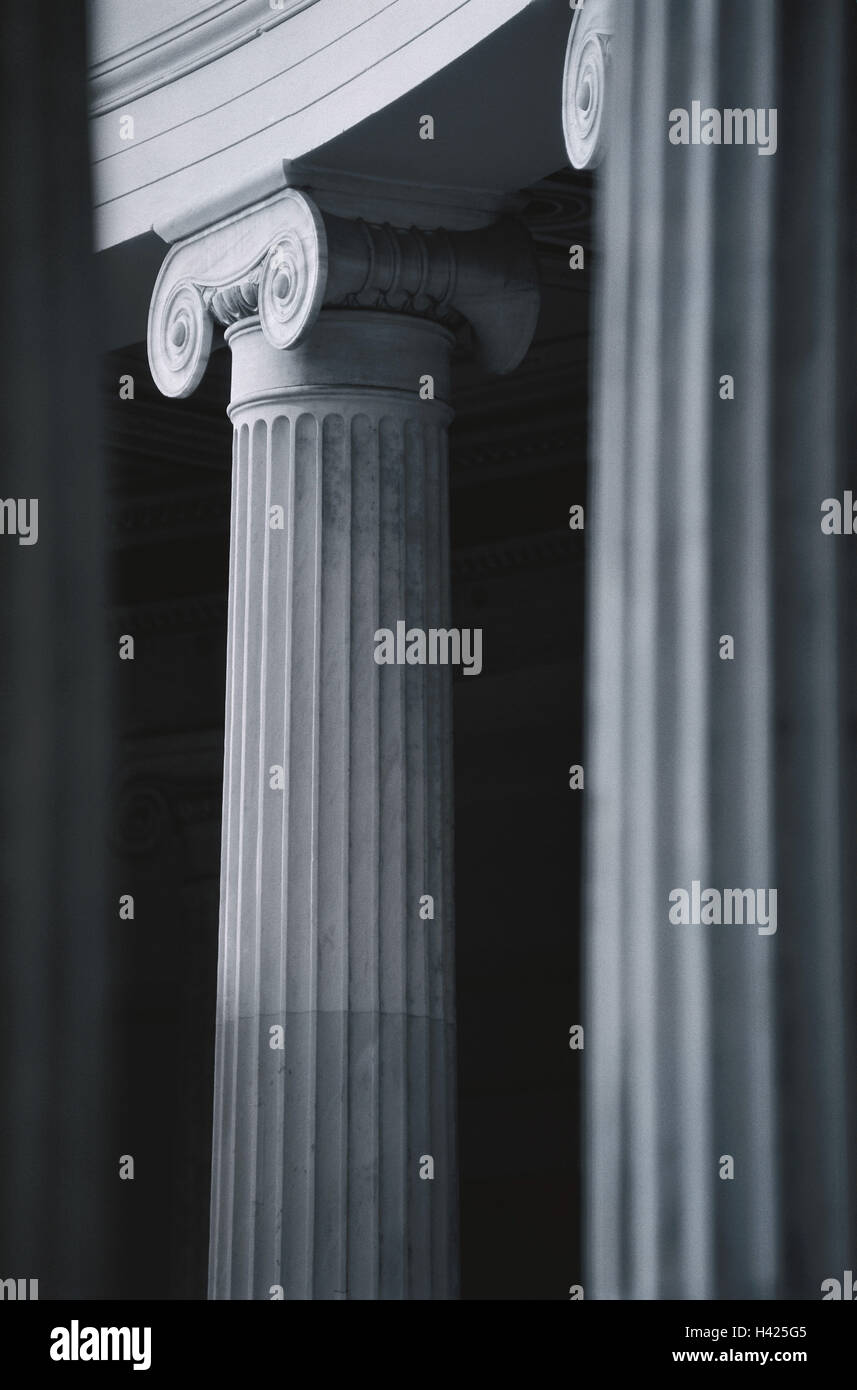 Ionian pillar, detail, b/w, prop, stone pillar, scrolls, capital ...