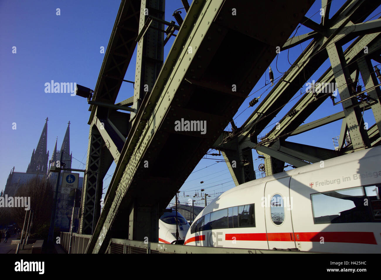 Germany, Cologne, Rhine bridge, central station, intercity express ...