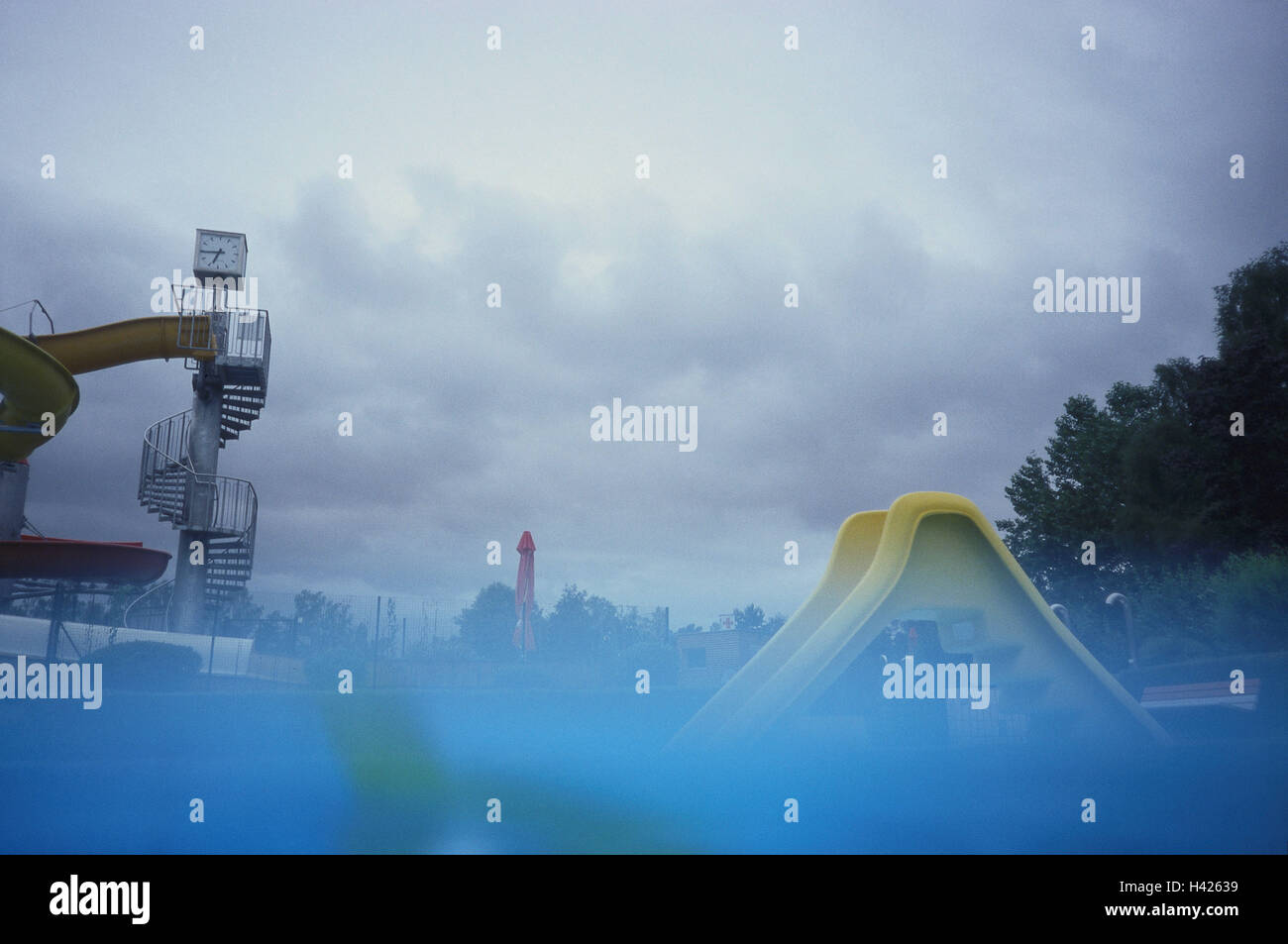 Pools, clock, slides, under water, over water, fuzziness, Swimming pool ...