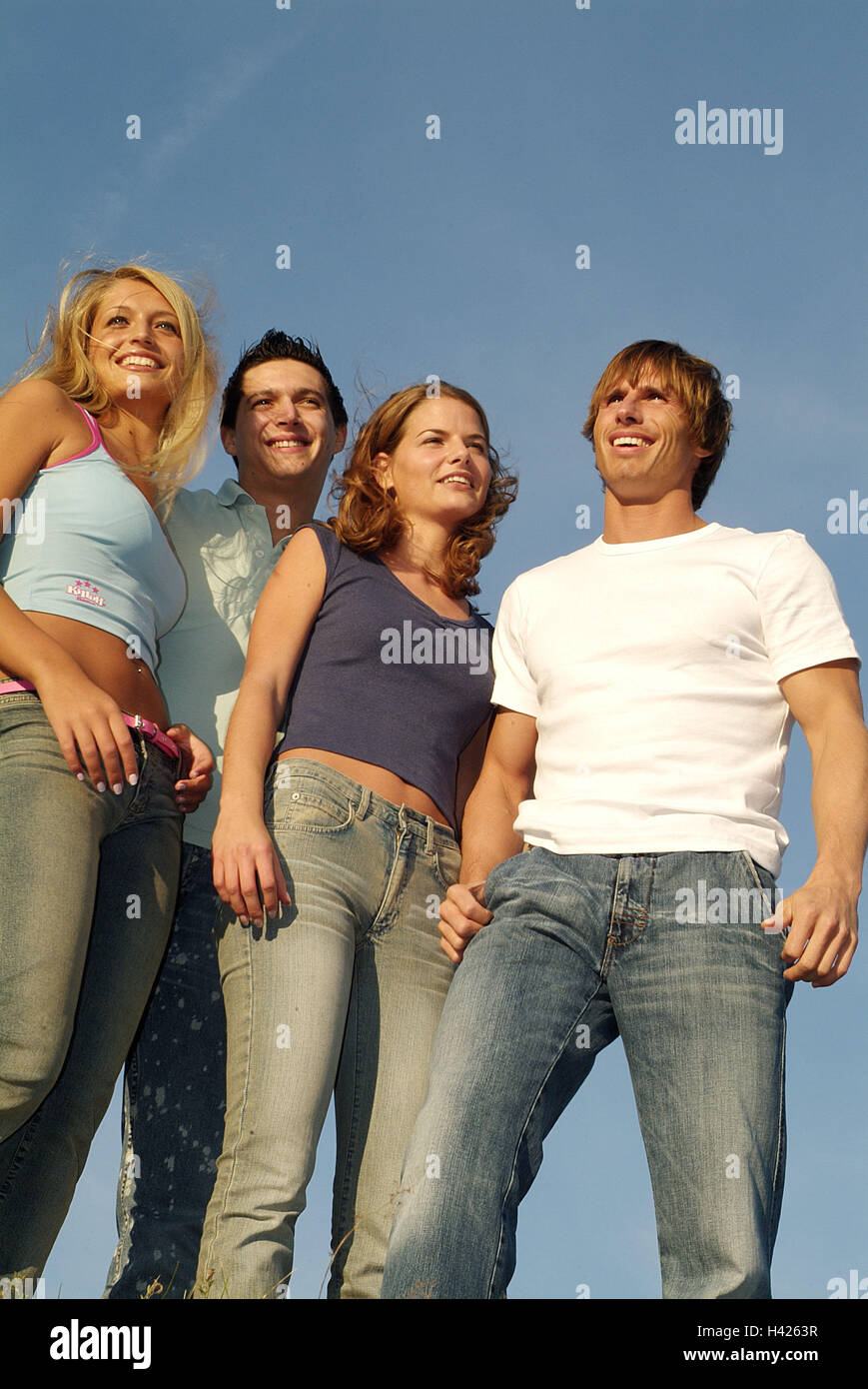 Couples, young, stand, group picture, leisure time, vacation, holidays ...