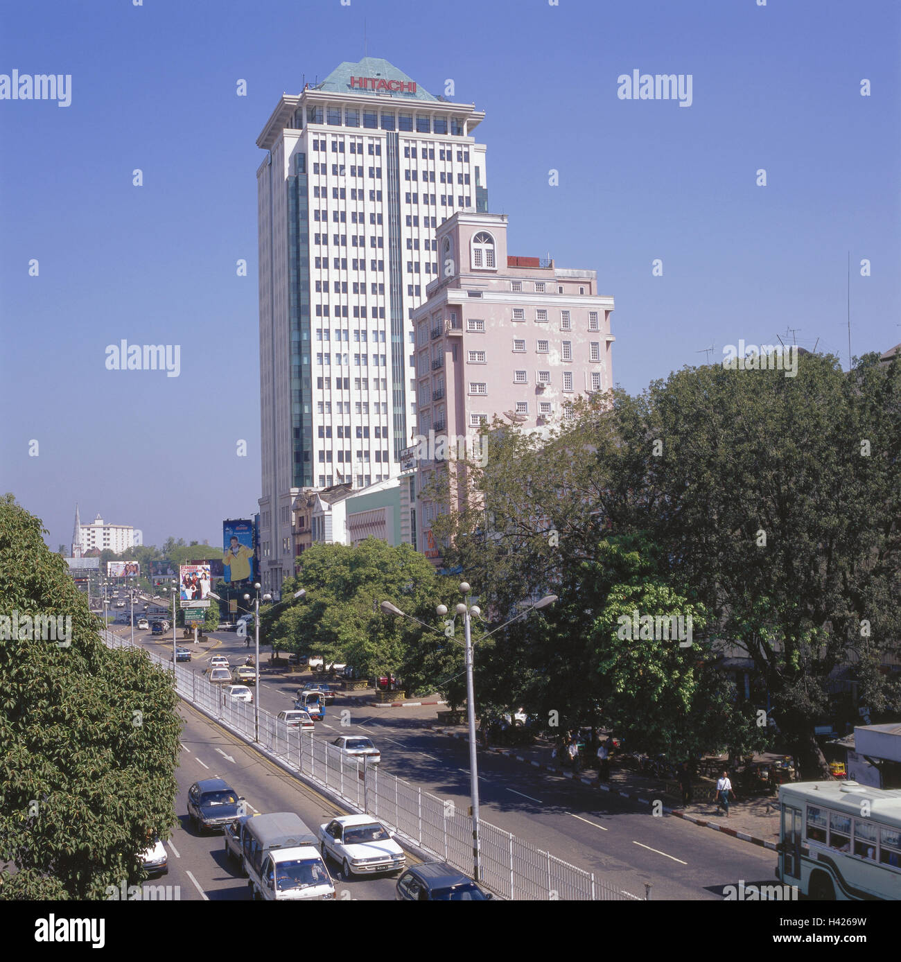 Myanmar, Yangon, town view, street scene, Asia, Indochina, Burma, town ...